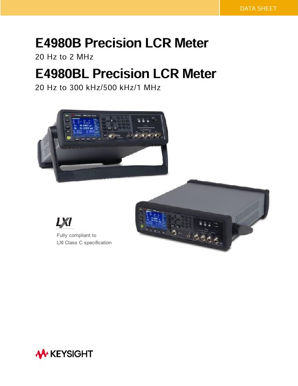E4980B E4980BL Precision LCR Meter PDF Asset Page | Keysight